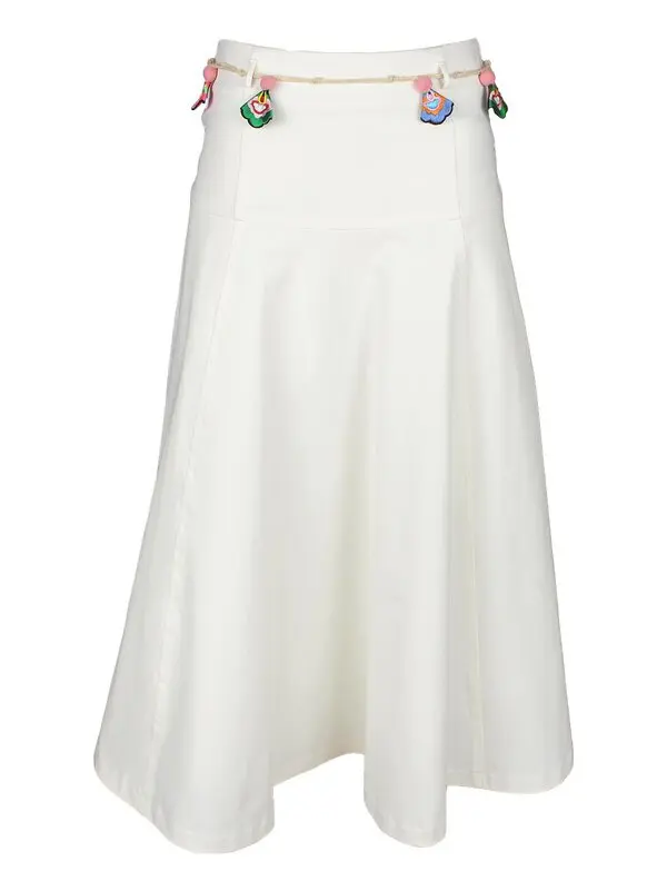 LALIPOP DESIGN A-line Midi Cotton Skirt - White