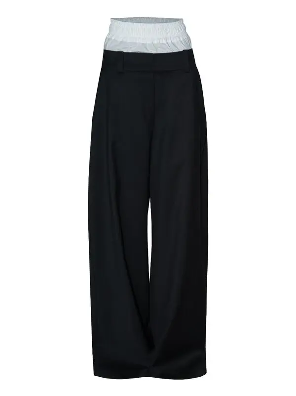 VESTIAIRE D'UN OISEAU LIBRE Contrast Trousers - Black