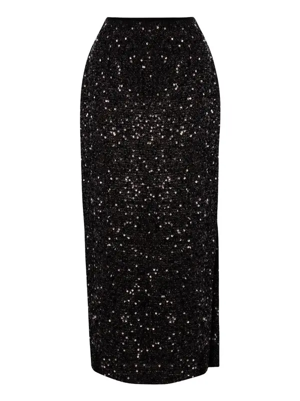 ELSAVA Sequin Maxi Skirt - Black