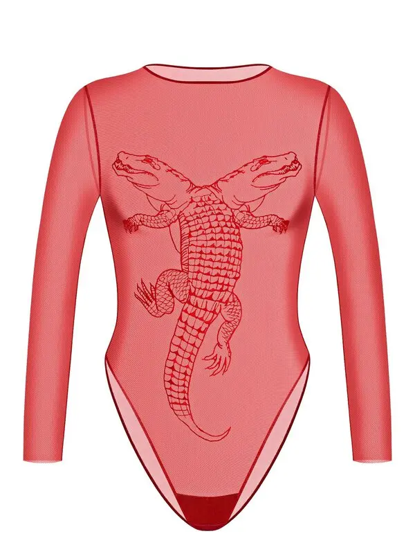 ZHILYOVA Alligator Longsleeve Bodysuit - Red