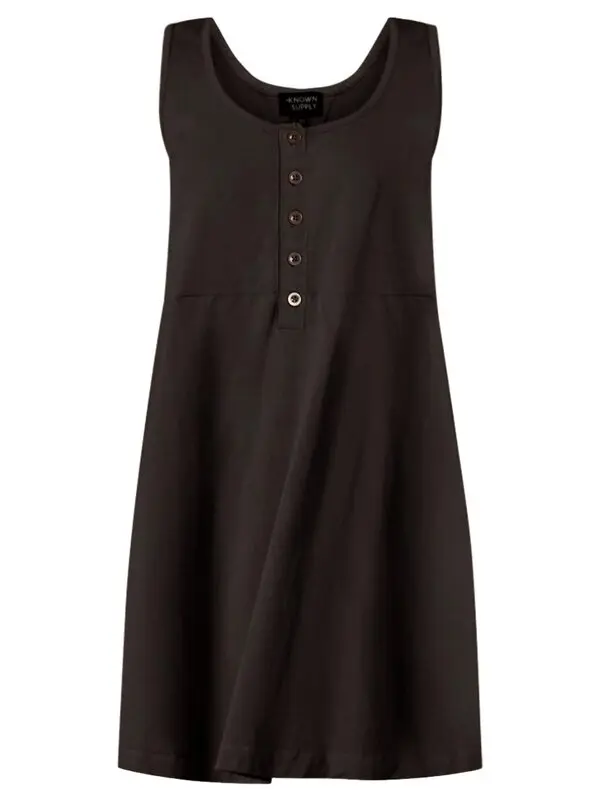 KNOWN SUPPLY Button Up Sleeveless Dress Leon - Black
