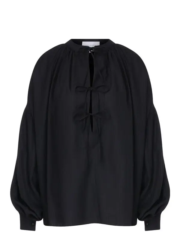 NAZLI CEREN Eve Cotton Shirt In Night - Black