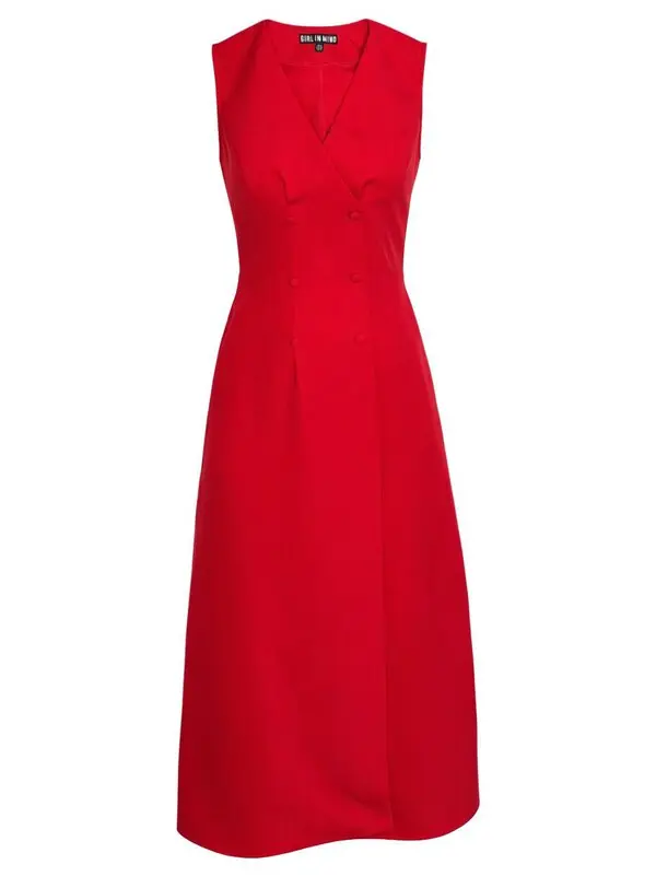 GIRL IN MIND Hazel Tailo Sleeveless Midi Dress - Red