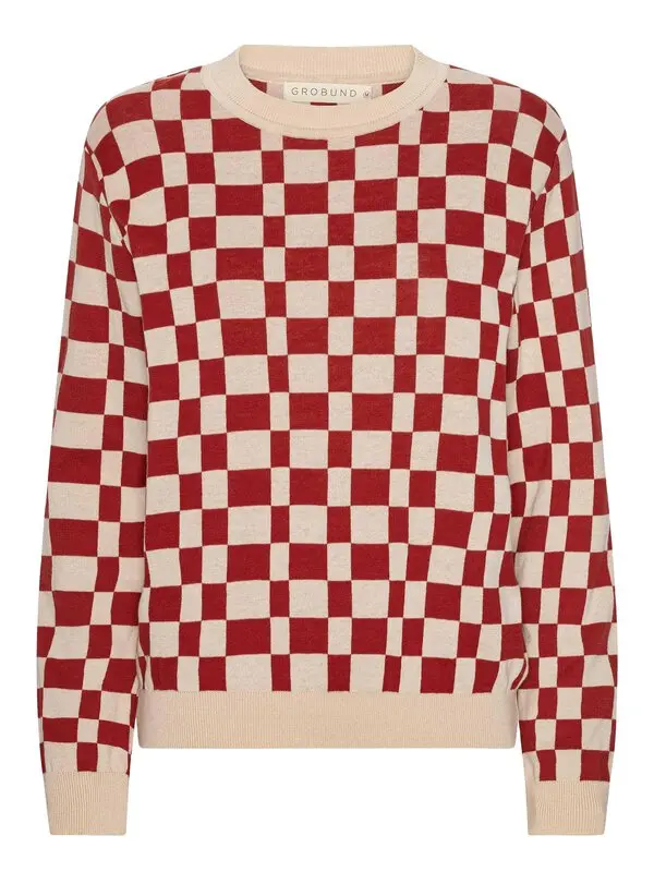 GROBUND Frida Knitted Blouse The One With The Tintin Pattern - Red