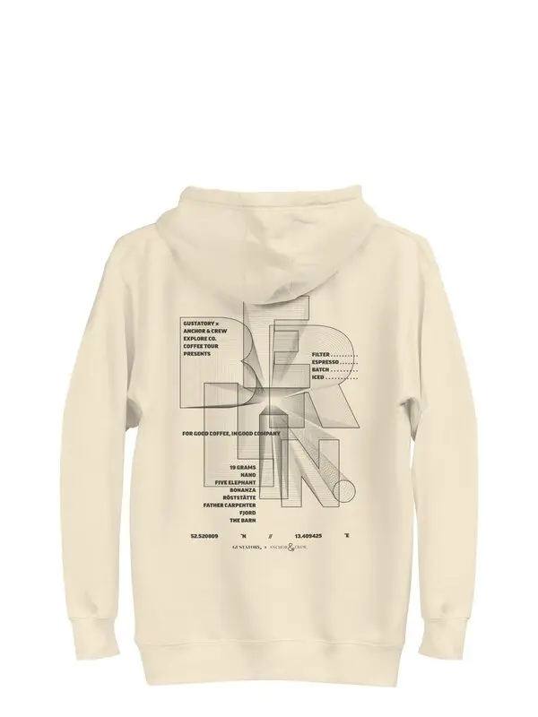 ANCHOR & CREW Neutrals Natural Gustatory Berlin Coffee Scene Cotton Blend Embroidered Hoodie - Brown