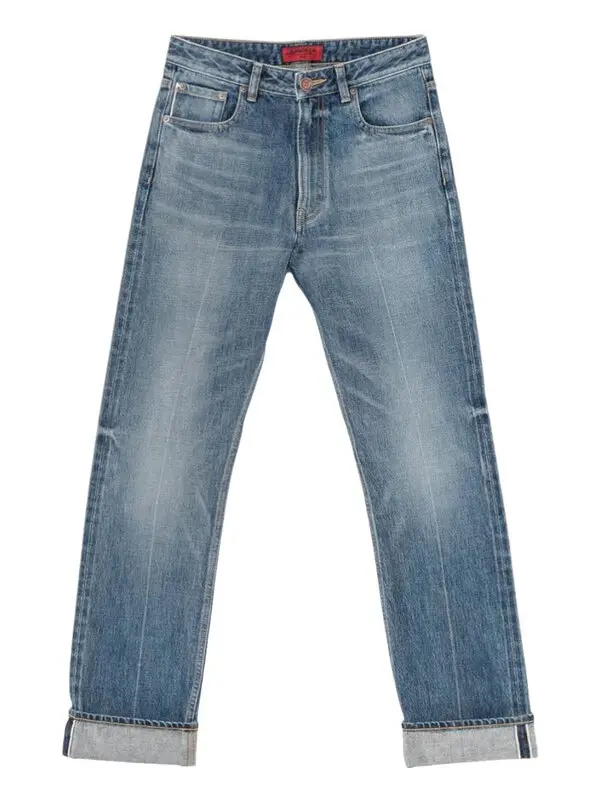DIN & DEEN Regular Fit Denim Selvedge Washed White Jeans Katana Collection - Blue