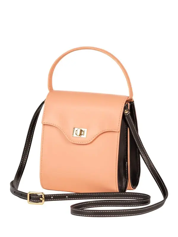 DANNI RO Tokyo Bag Double Tone Nude And Black Leather - Black/brown