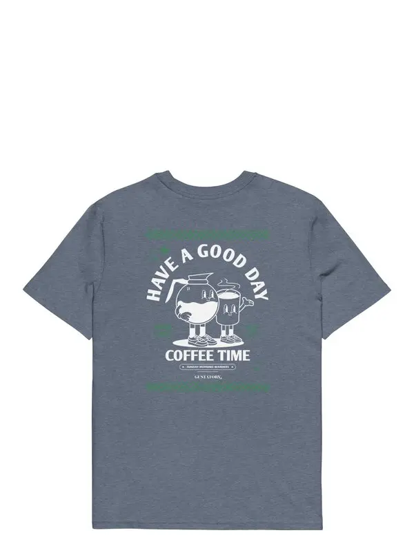 ANCHOR & CREW Heather Gustatory Have A Good Day Organic Cotton Embroidered T-shirt - Blue