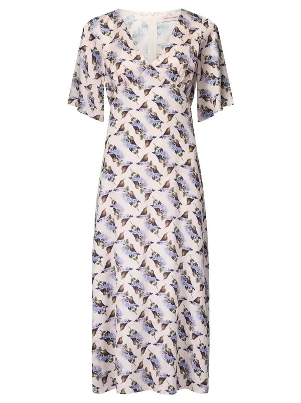TRAFFIC PEOPLE Neutrals / Hummingbird Cream And Print Blythe Midi Dress - Blue