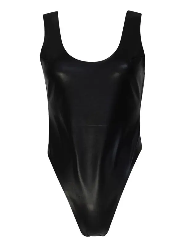 CIRCULAR PATH Amanda Tank Swimsuit Vegan Leather - Black