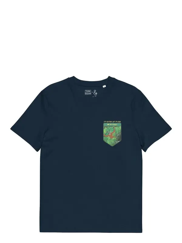 ANCHOR & CREW Navy Think Ocean Orangutan Love The Planet Organic Cotton T-shirt - Blue
