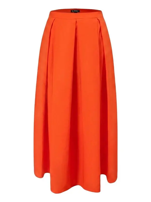SMART AND JOY Flared Midi Skirt In Cotton - Orange