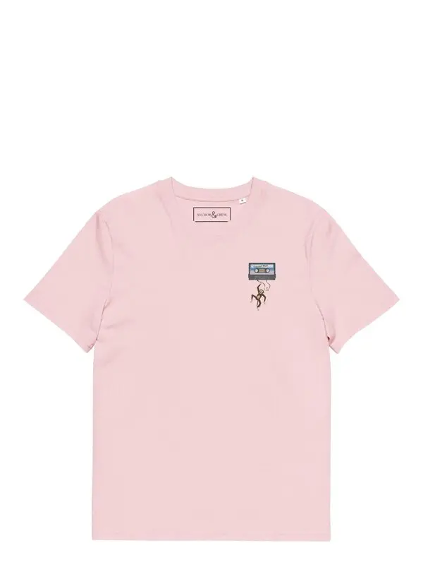 ANCHOR & CREW Cotton Cassette Monkey Organic Cotton Embroidered T-shirt - Pink