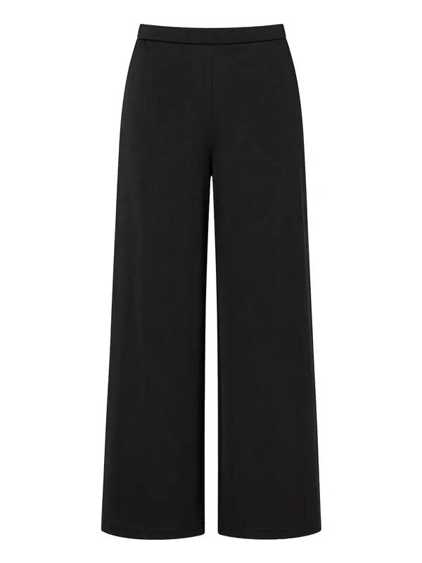 OH!ZUZA NIGHT&DAY Wide-leg Ribbed Trousers - Black