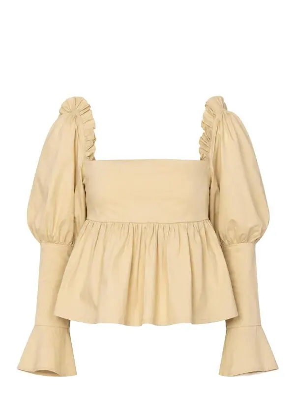 Carmen Says Neutrals Chambre Ruffle Blouse - Beige