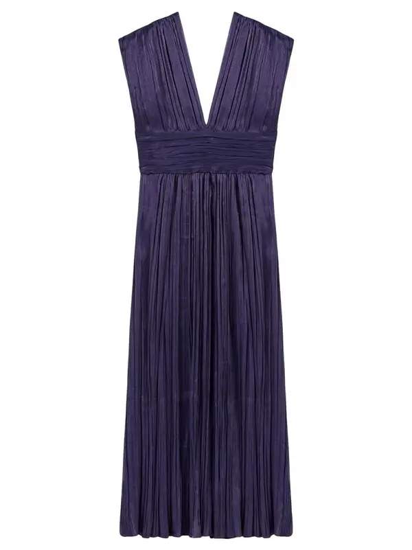 NOCTURNE Sleeveless V-neck Midi Dress - Blue