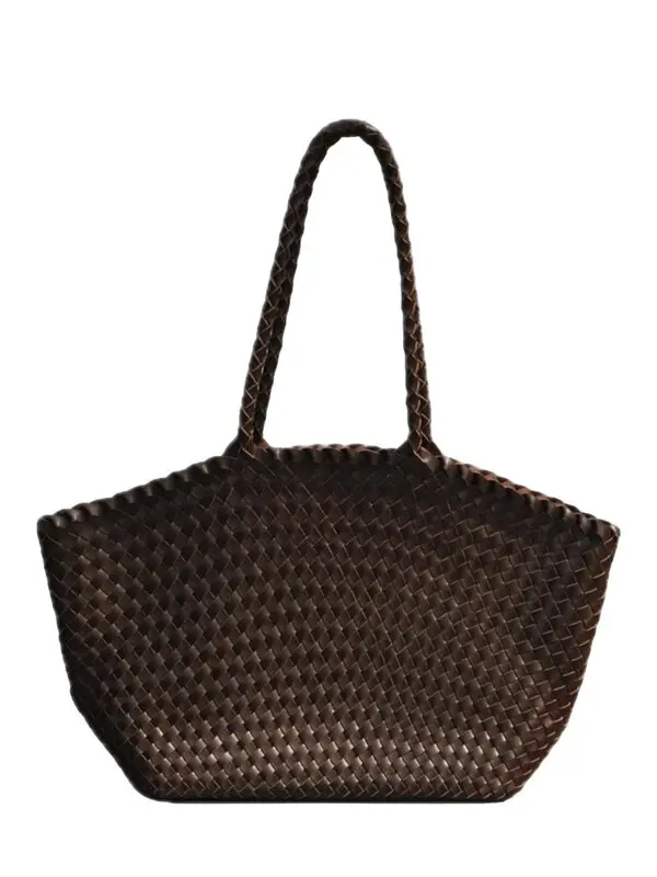 RIMINI Handmade Weaving Leather Tote 'vincenza' Dark - Brown