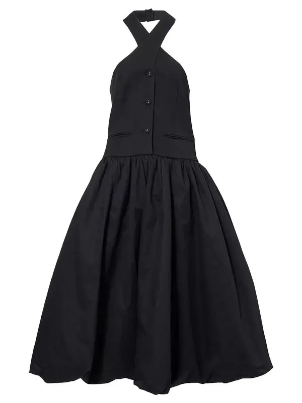 AMY LYNN Garcelle Halterneck Midi Dress - Black