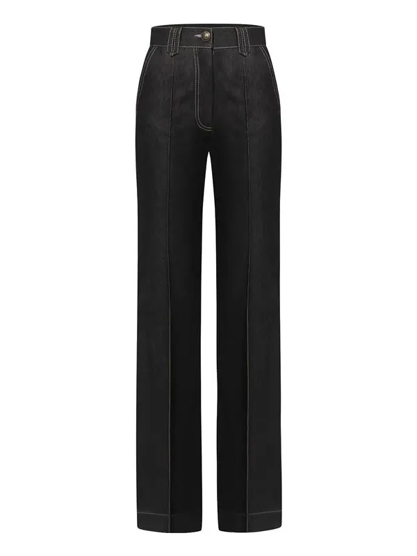 TIA DORRAINE Straight-leg Denim Trousers - Black