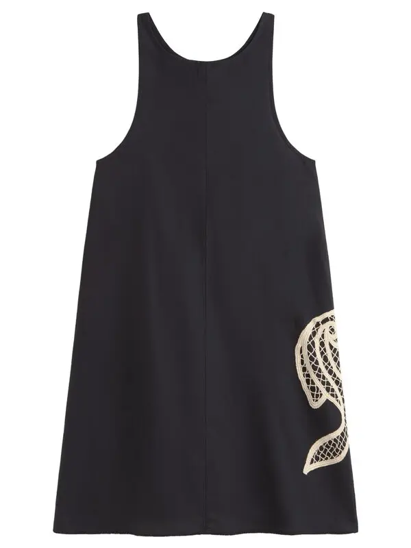 THINKING MU Short Hand Embroidered Dress Fish Aniela - Blue