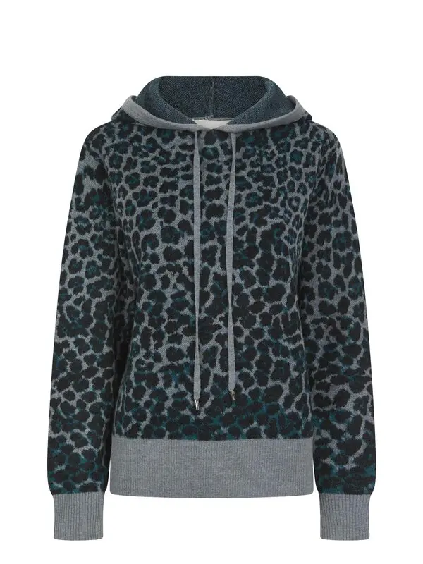 NOOKI DESIGN Blue / Grey Leopard Norwood Hoodie In Grey - Blue/grey