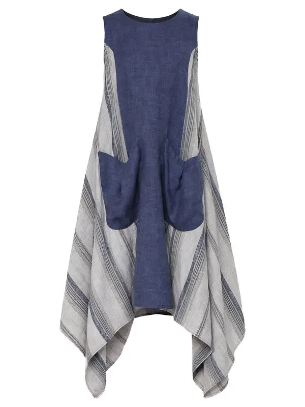 METAMORPHOZA Sleeveless A-line Dress With Pocket Accents - Blue