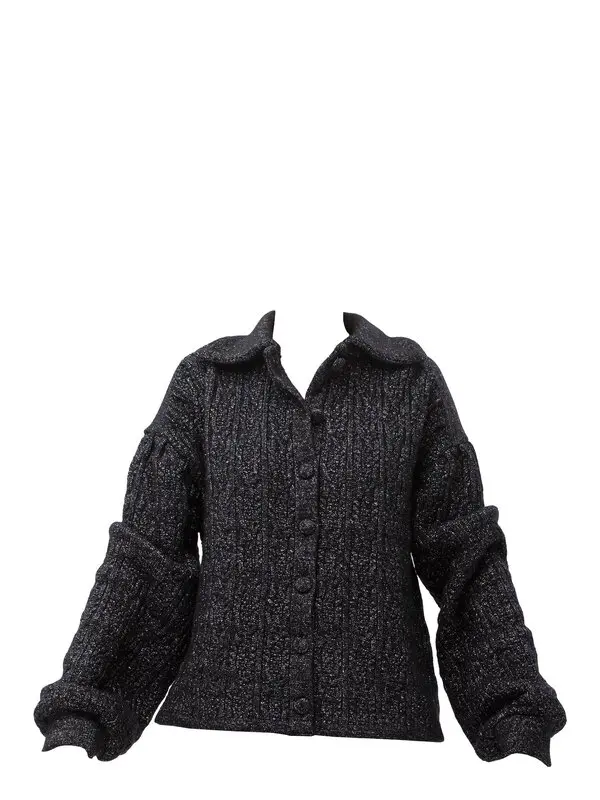 MAISON BOGOMIL Chunky Cable Knit Glittery Cardigan - Black