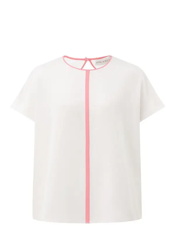 EMMA WALLACE Rae Silk Top With Ruffle Detail - White