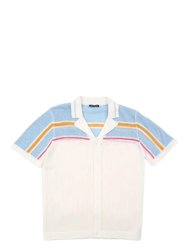 EIGHT X Catalina Crochet Button Up Shirt - White
