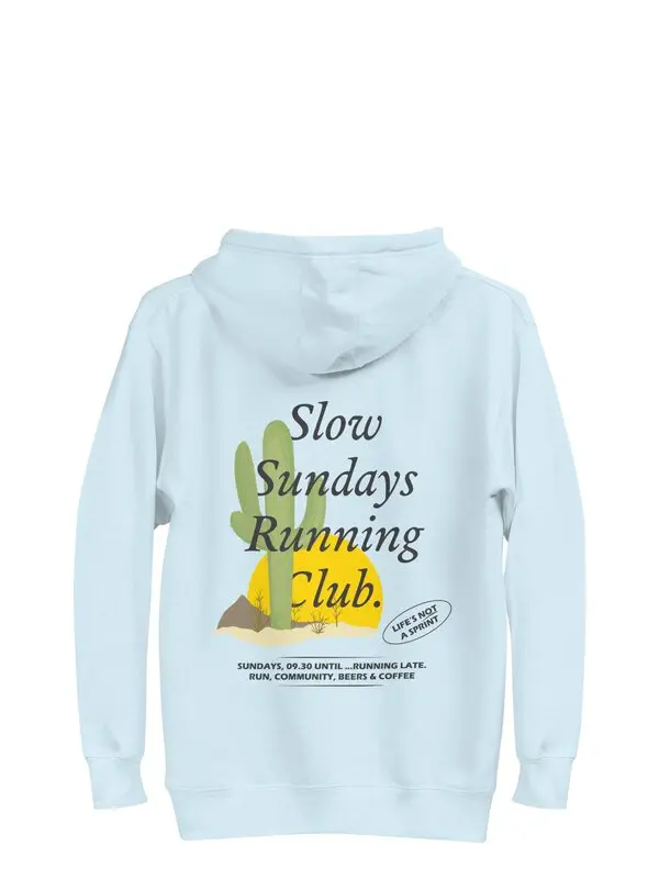 ANCHOR & CREW Sky Cactus Slow Sundays Running Club Cotton Blend Hoodie - Blue