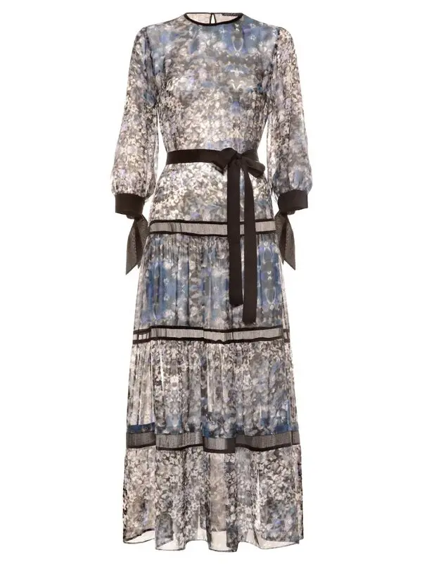 HELENE GALWAS Benita Maxi Floral Silk Dress - Blue