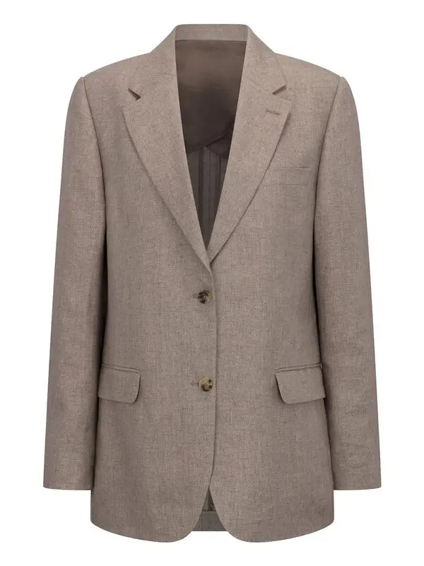 TRIONA Taupe Neasa Irish Linen Oversized Blazer - Brown