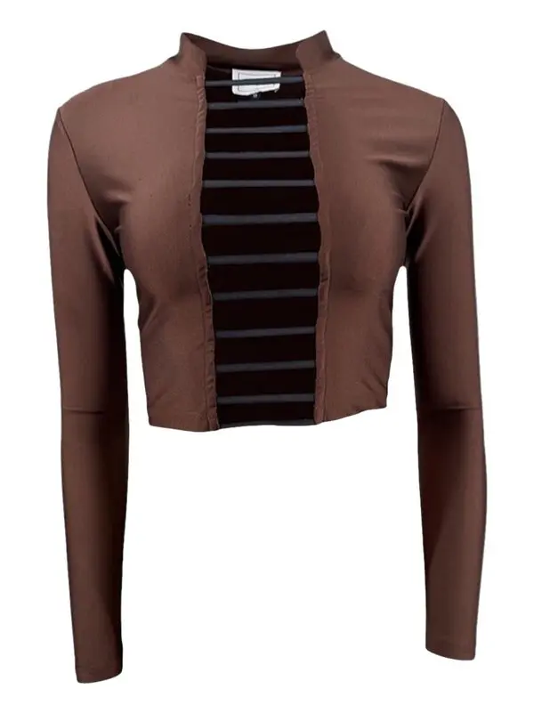 MONZLAPUR NEW YORK Cropped Top With Straps - Brown