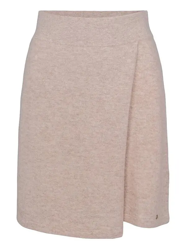TIRILLM Neutrals Anette Merino Wool Skirt With Wrap Front, Melange - Beige