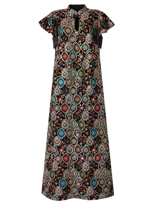 JULIA ALLERT Royal Embroidered Kaftan Dress - Black