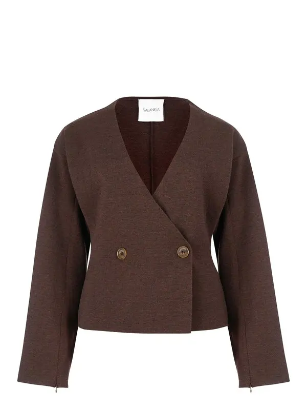 SALANIDA Galante Knitted 100% Merino Blazer Chocolate - Brown