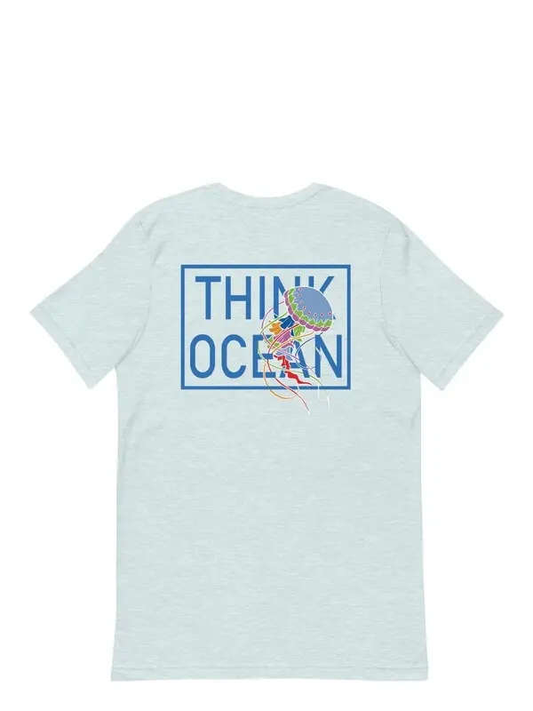 ANCHOR & CREW Ice Think Ocean Jellyfish Fluorescence Cotton Embroidered T-shirt - Blue