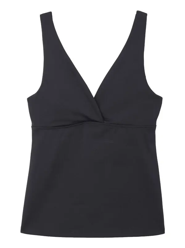 MAMU DREAM Soft-sculpt Stretch Wrap Top - Black