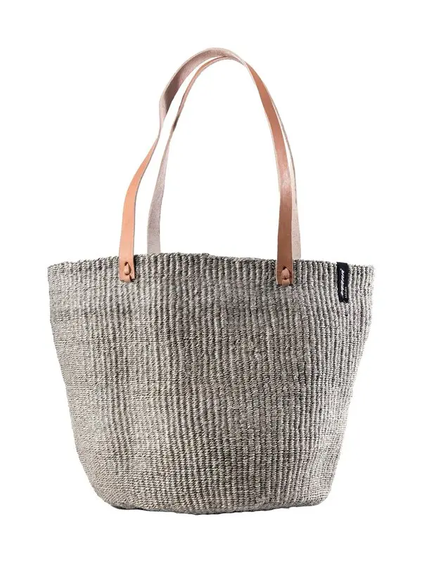 MIFUKO Grey / Brown Kiondo Shopper Basket Light Grey M - Grey/brown