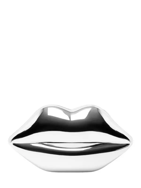 Lulu Guinness Lips Medium Clutch Bag - Silver