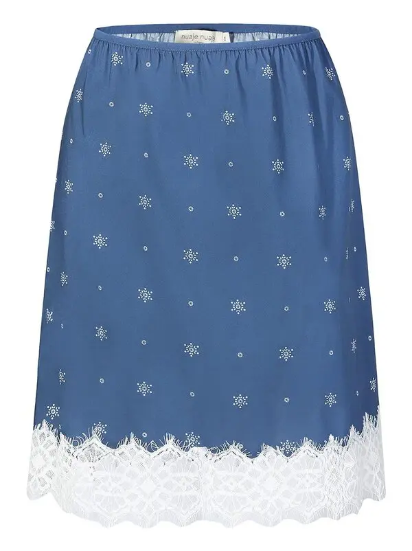 NUAJE NUAJE Soleil Lace Trim Cotton Skirt - Blue