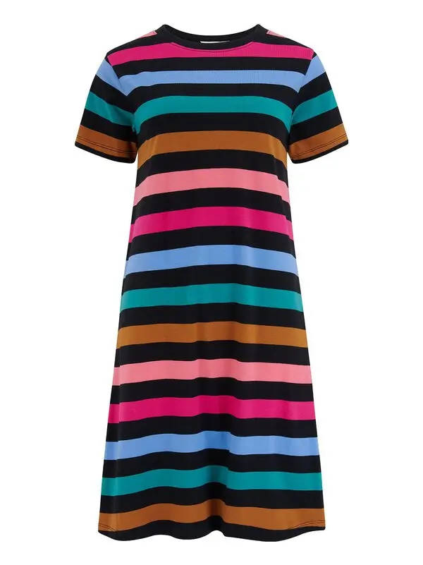SUGARHILL BRIGHTON Sia T-shirt Dress Multi, Alternating Stripes - Black