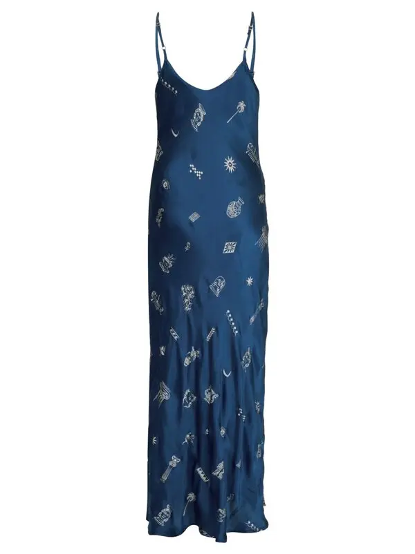 EM & SHI Silver Lining Slip Dress - Blue