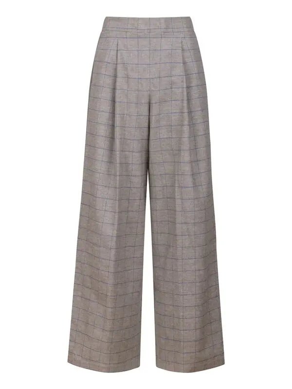 HELENE GALWAS Jola Wide Leg Wool Trousers - Grey