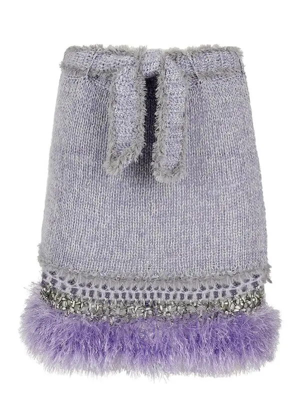 ANDREEVA Grey / Silver Lavender Handmade Knit Midi Skirt - Grey/silver