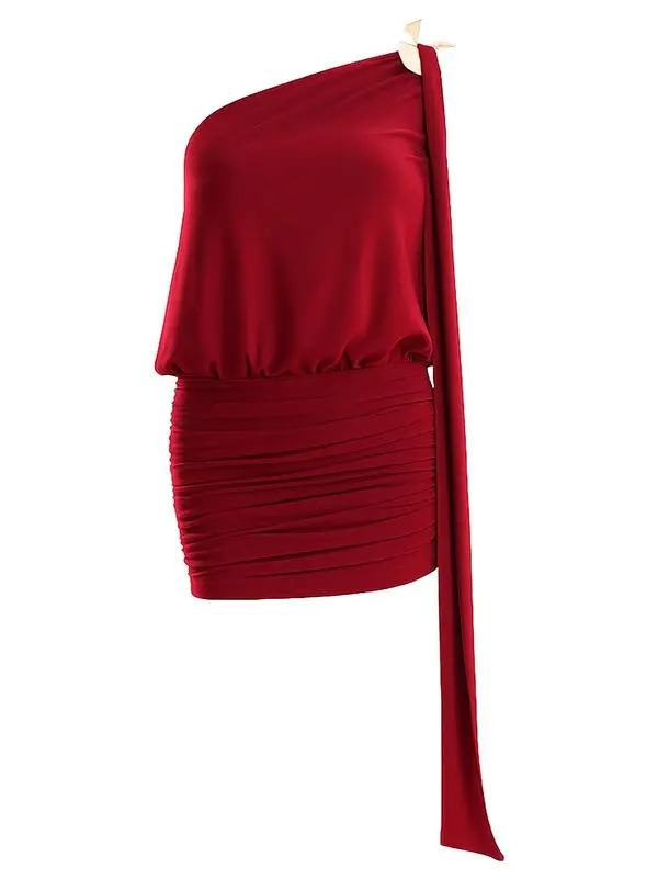 MAISON DE GALA Asymmetrical One-shoulder Mini Dress - Red