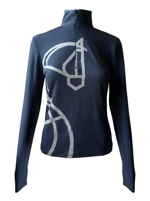 CHAMPAGNE & HORSES Long Sleeve Sun Shirt Painted Horse - Blue