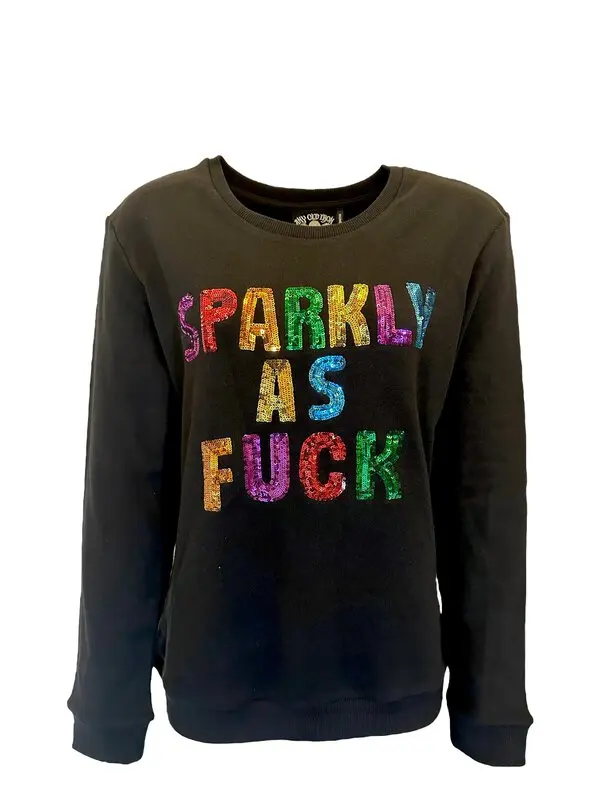 ANY OLD IRON Rainbow Sparkly As Fuck Sequin Sweatshirt - Black