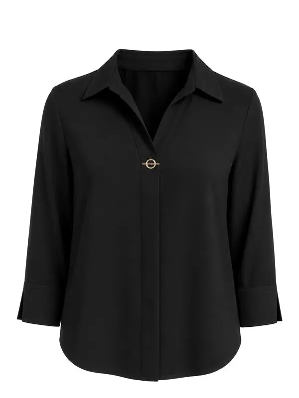 NUVV COLLECTION White Gold Clasp Blouse - Black