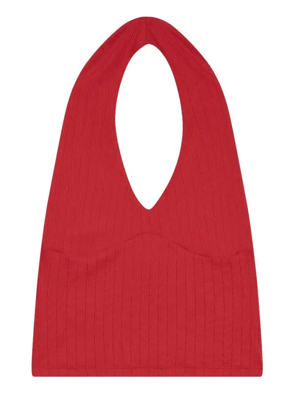 MARIANNE BY MARIE JORDANE Nico Top – Open-back Jersey Pointelle Knit - Red